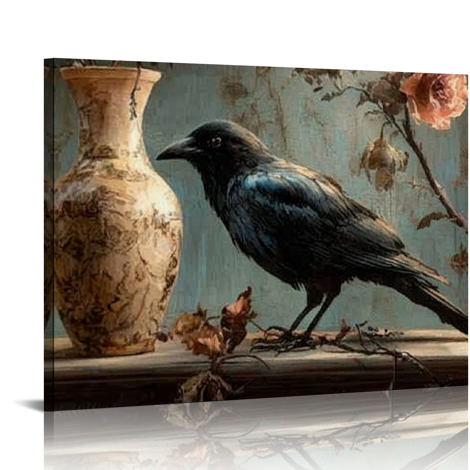 BCIIG Crow Wall Art Dark Academia Wall Art Painting Black Crow Canvas ...