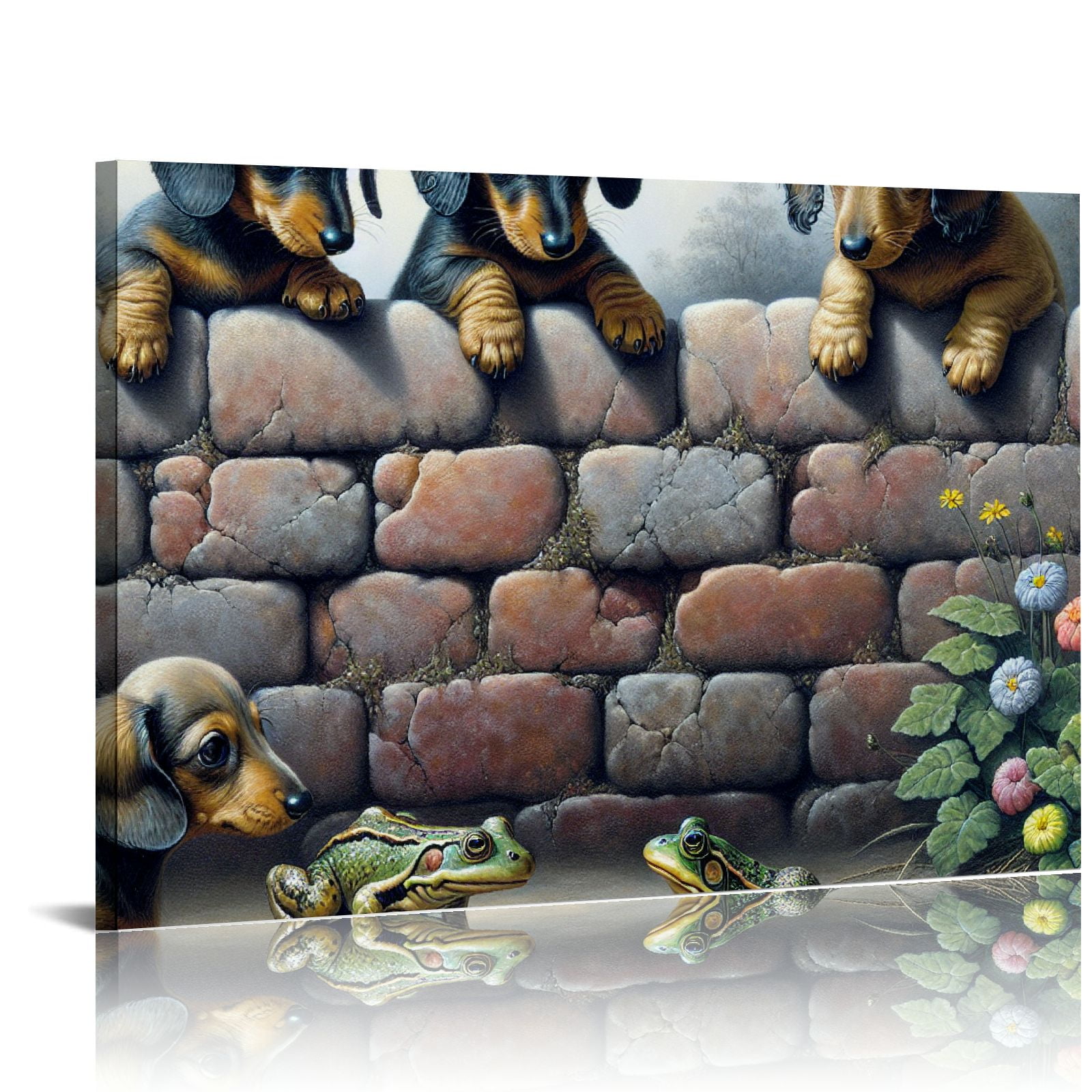 BCIIG Curious Dachshund Puppies And A Frog_Carl Reichert Gifts Canvas ...