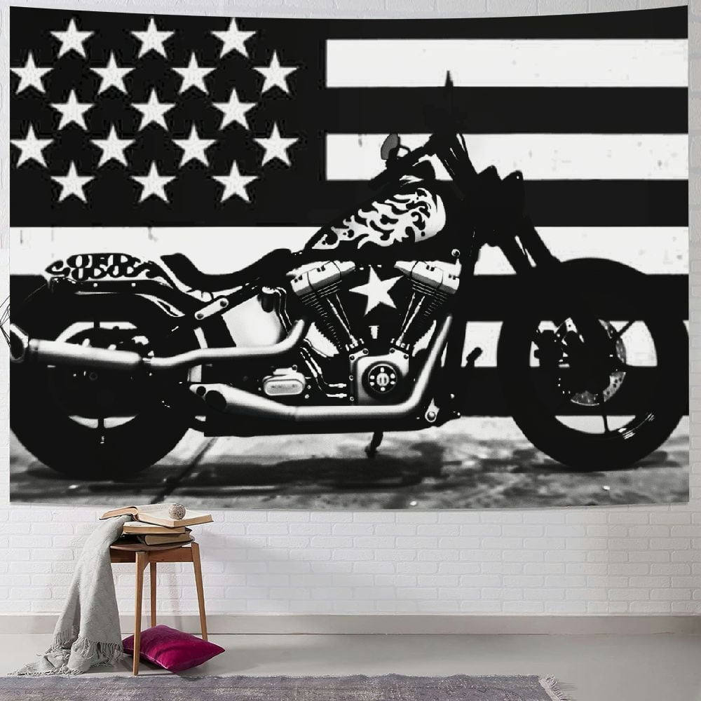 BCIIG Custom US Flag Motorcycle Metal Wall Art-Personalized Motorcycle ...
