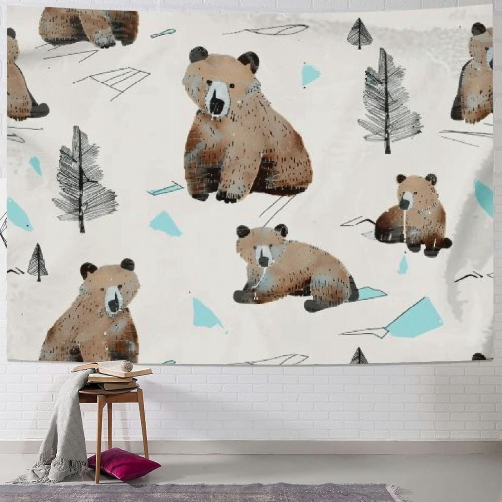 BCIIG Cute Bear Tapestry for Kids Boys Girls Wild Animals Wall Blanket ...