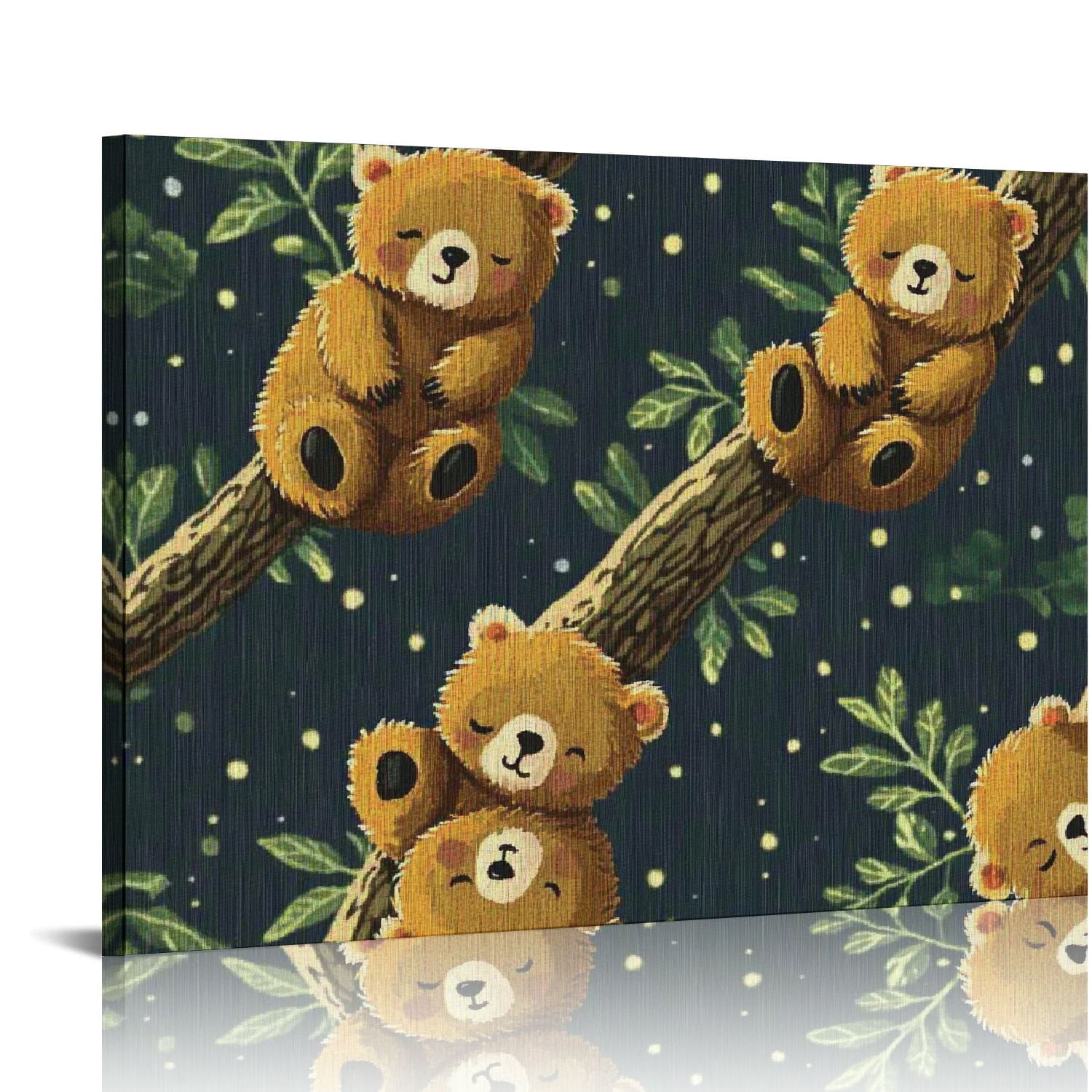 BCIIG Cute Bears Print On Canvas for Living Room Bedroom Office Wall ...