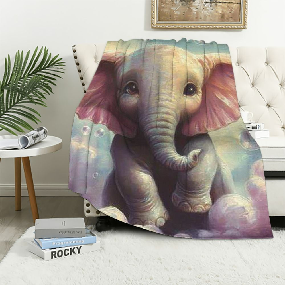 BCIIG Cute Cartoon Elephant Blanket Gifts for Kids Grils Boys Bubbles ...