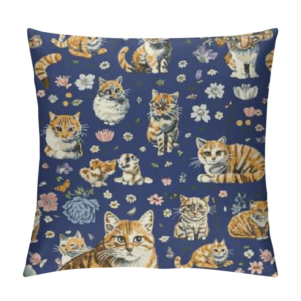 BCIIG Cute Cat Graphic Decorative Throw Pillow Cover for Home Couch ...