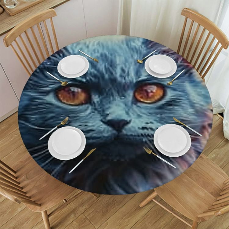 BCIIG Cute Cat Round Table Cover Stain Resistant Washable Indoor ...