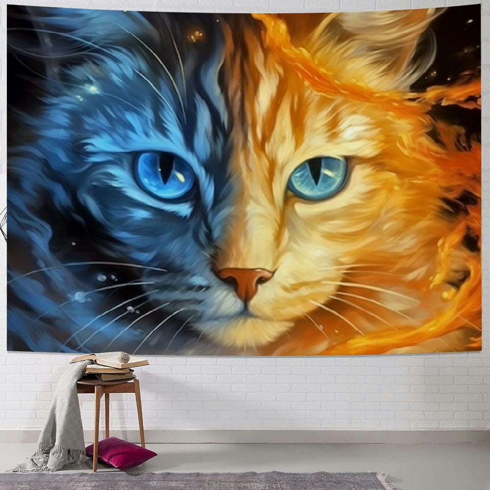 BCIIG Cute Cat Tapestry Wall Hanging Unique Style Graphic Tapestries ...