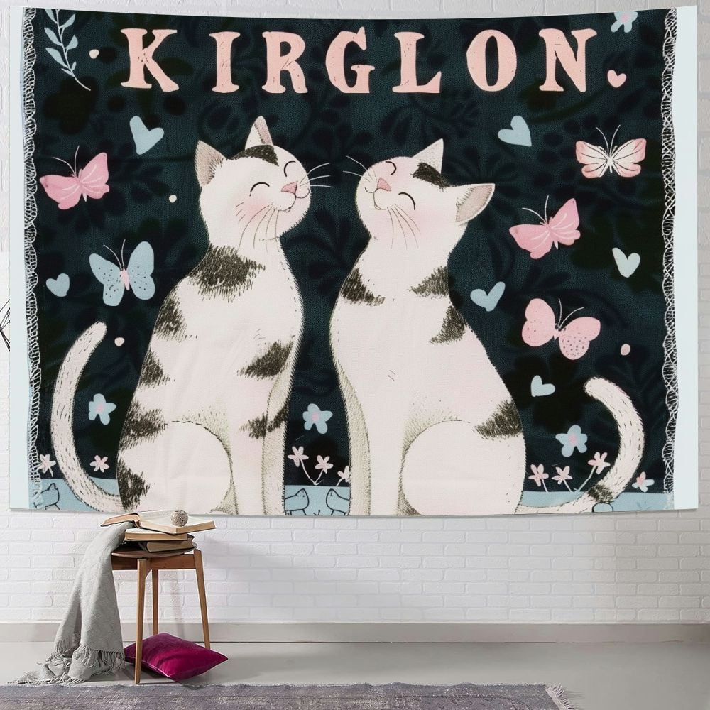 BCIIG Cute Cat Tapestry Wall Hanging Unique Style Graphic Tapestries ...