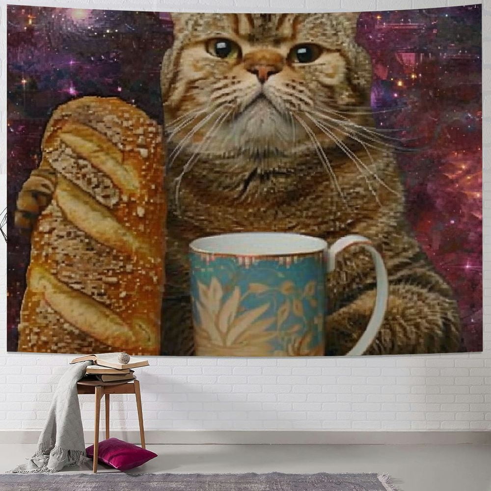 BCIIG Cute Cat Tapestry Wall Hanging Unique Style Graphic Tapestries ...