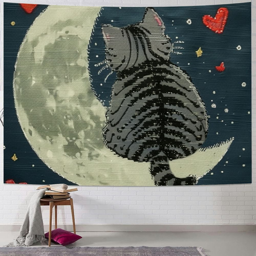 BCIIG Cute Cat Tapestry Wall Hanging Unique Style for Home Decor ...