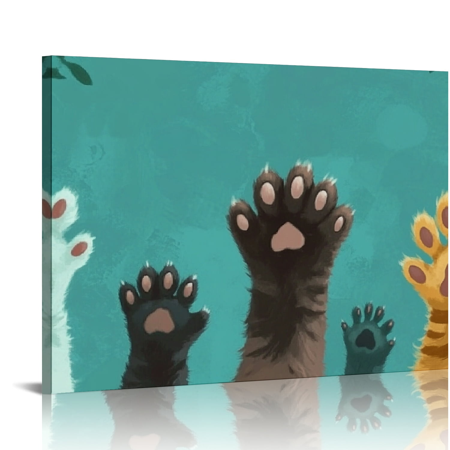 BCIIG Cute Cats Paw Prints Furry Art Canvas Print for Living Room ...
