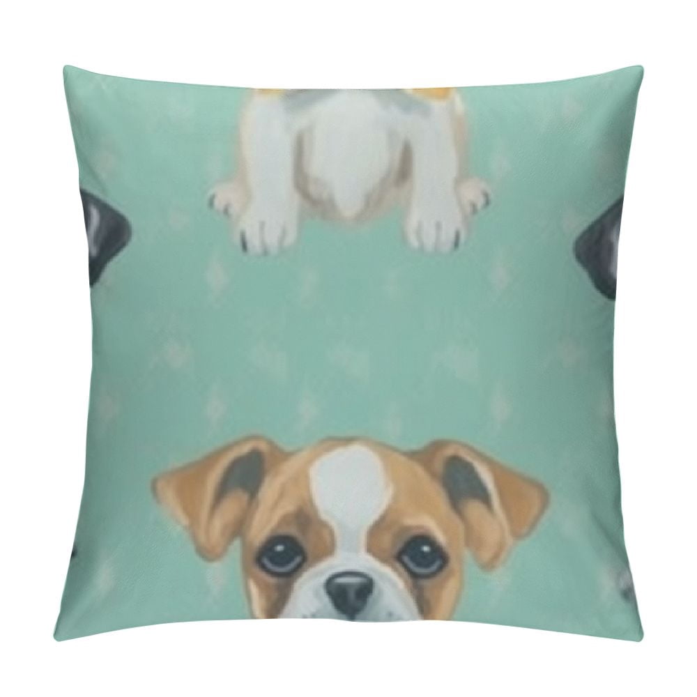 BCIIG Cute Dog Graphic Decorative Short Plush Pillow Covers for Home ...