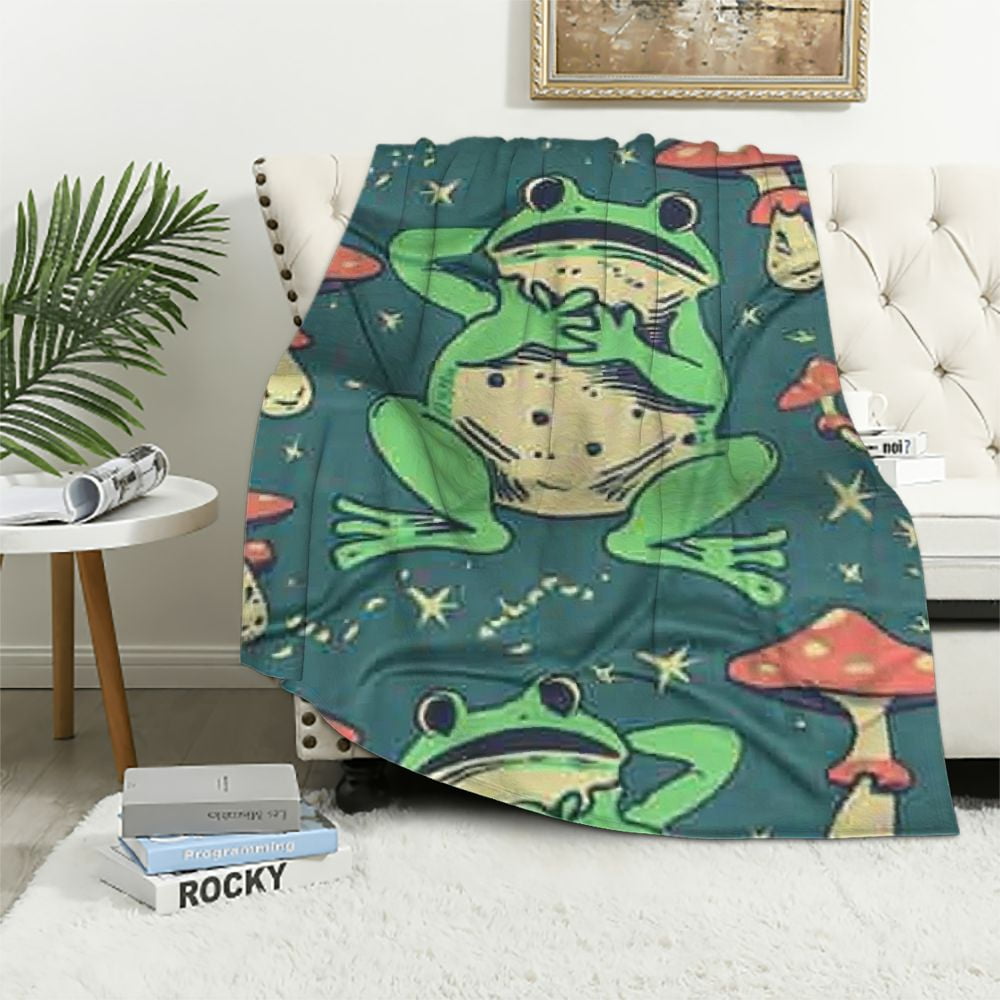 BCIIG Cute Frog Mushroom Blanket Loves Kawaii Frogs Gifts for Kids ...