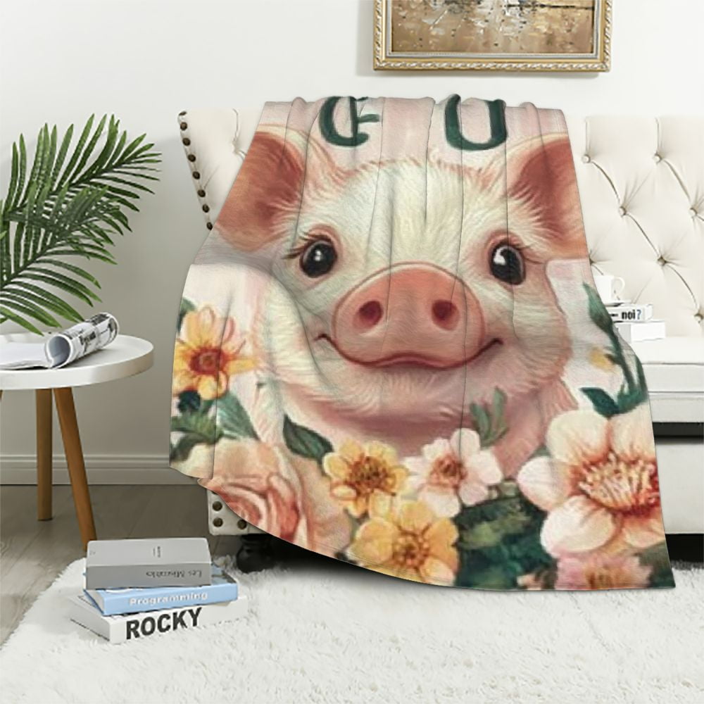 BCIIG Cute Garland Pig Blanket Gifts Just a Girl Who Loves Pigs Flowers ...