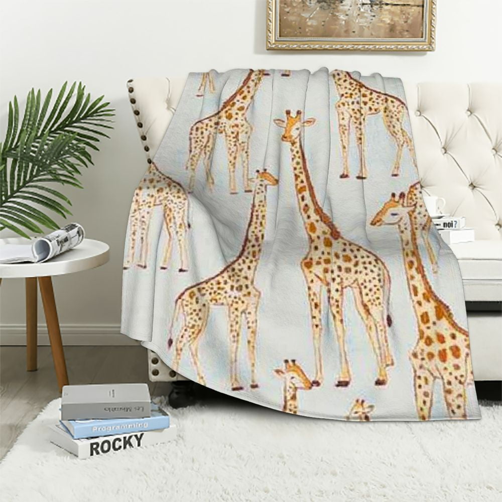 BCIIG Cute Giraffe Print Throw Blanket,Soft,Lightweight Flannel,Retro ...