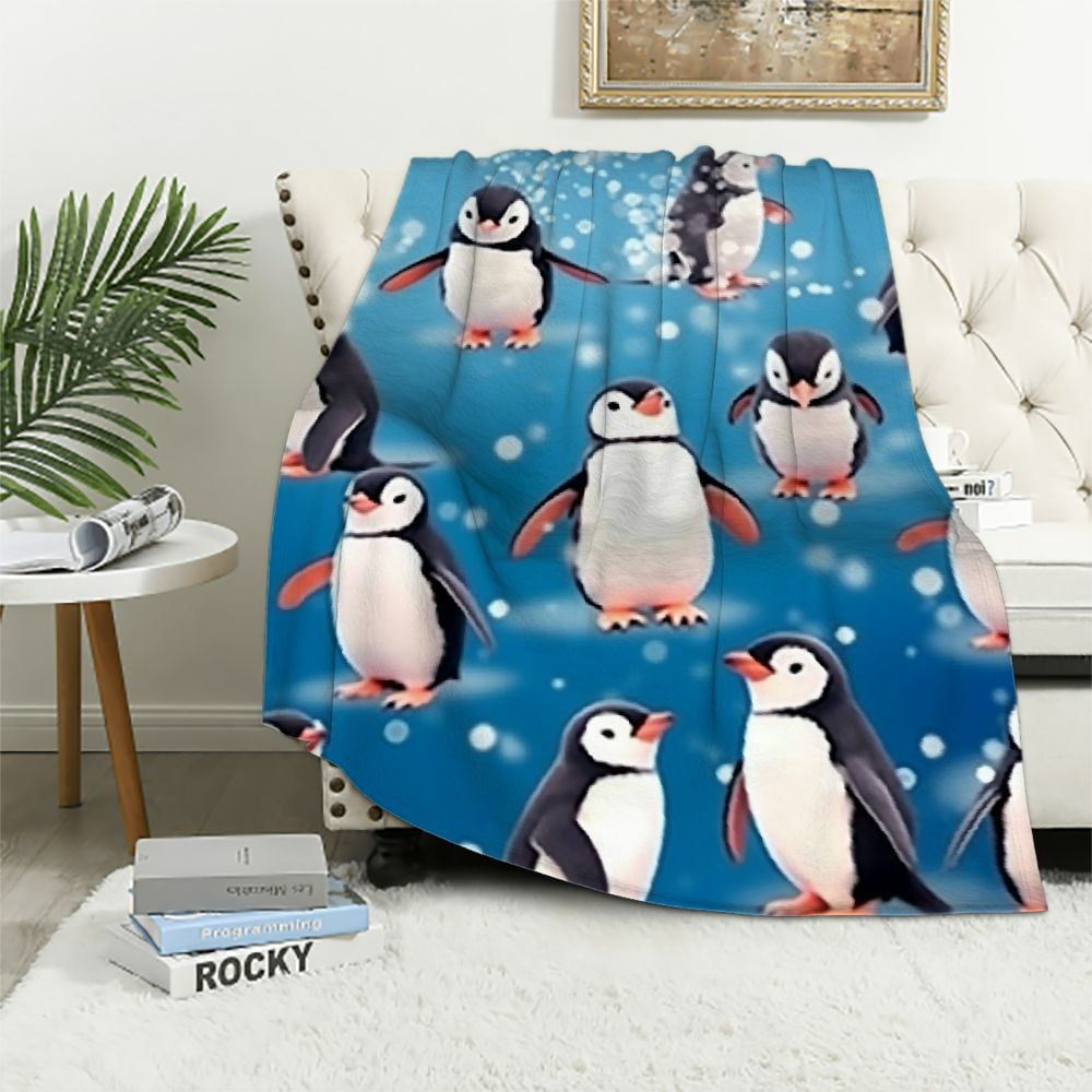 BCIIG Cute Penguin Blanket Soft Warm Cozy Flannel Fleece Throw Blankets ...