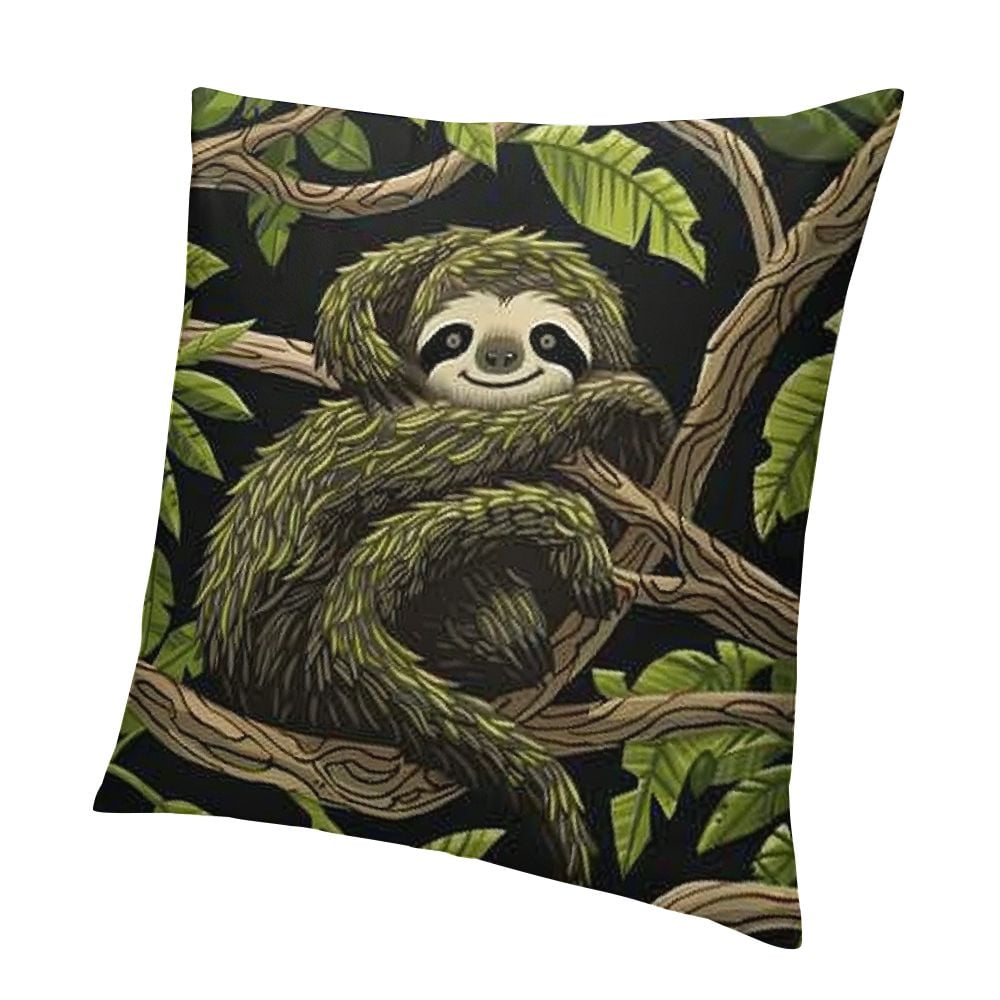BCIIG Cute Sloths and Tropical Palm Leaves Throw Pillow Cover Cushion ...