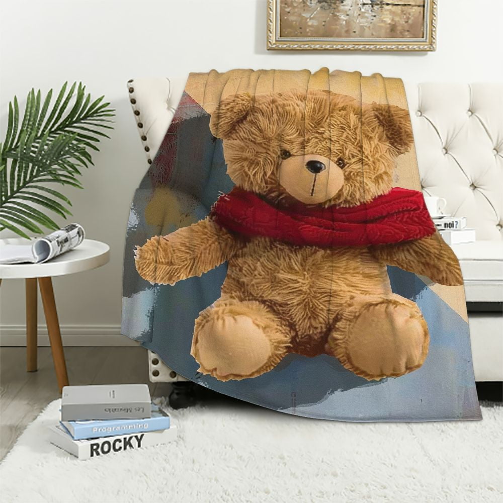 BCIIG Cute Teddy Bear Throw Blanket Ultra Soft Warm All Season Decorative Fleece Blankets for ...