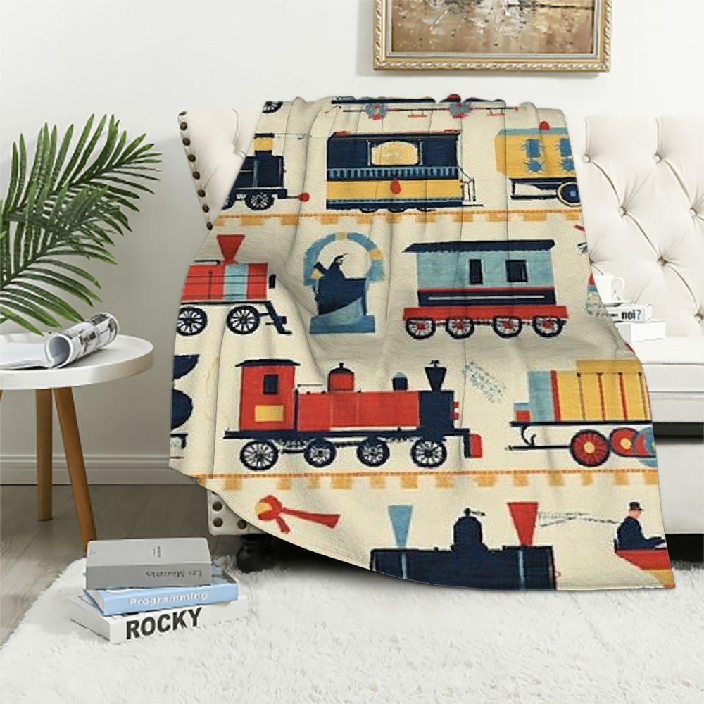 BCIIG Cute Vintage Train Blanket,Funny Cartoon Car Throw Blankets,Gifts ...