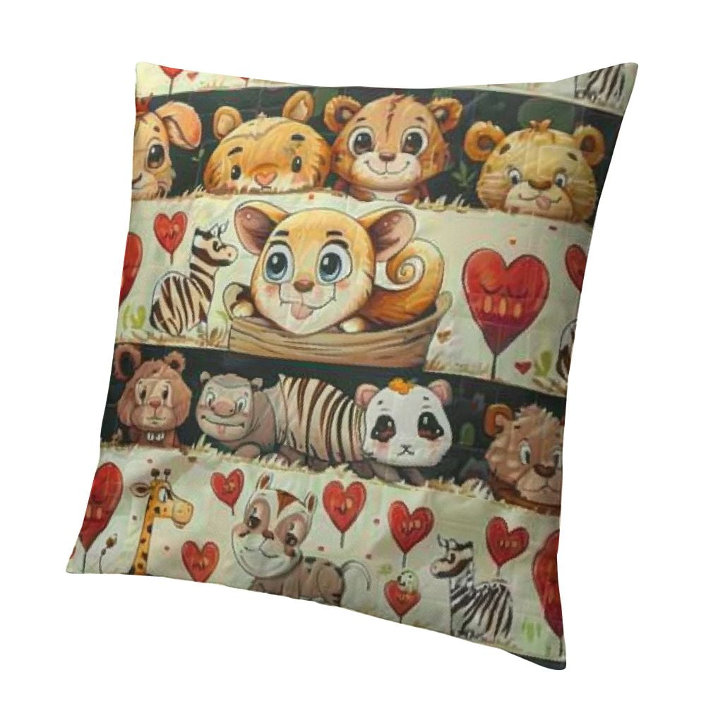 BCIIG Cute Zoo Animals Double Sides Print Pillow Cover,Cartoon Cat ...