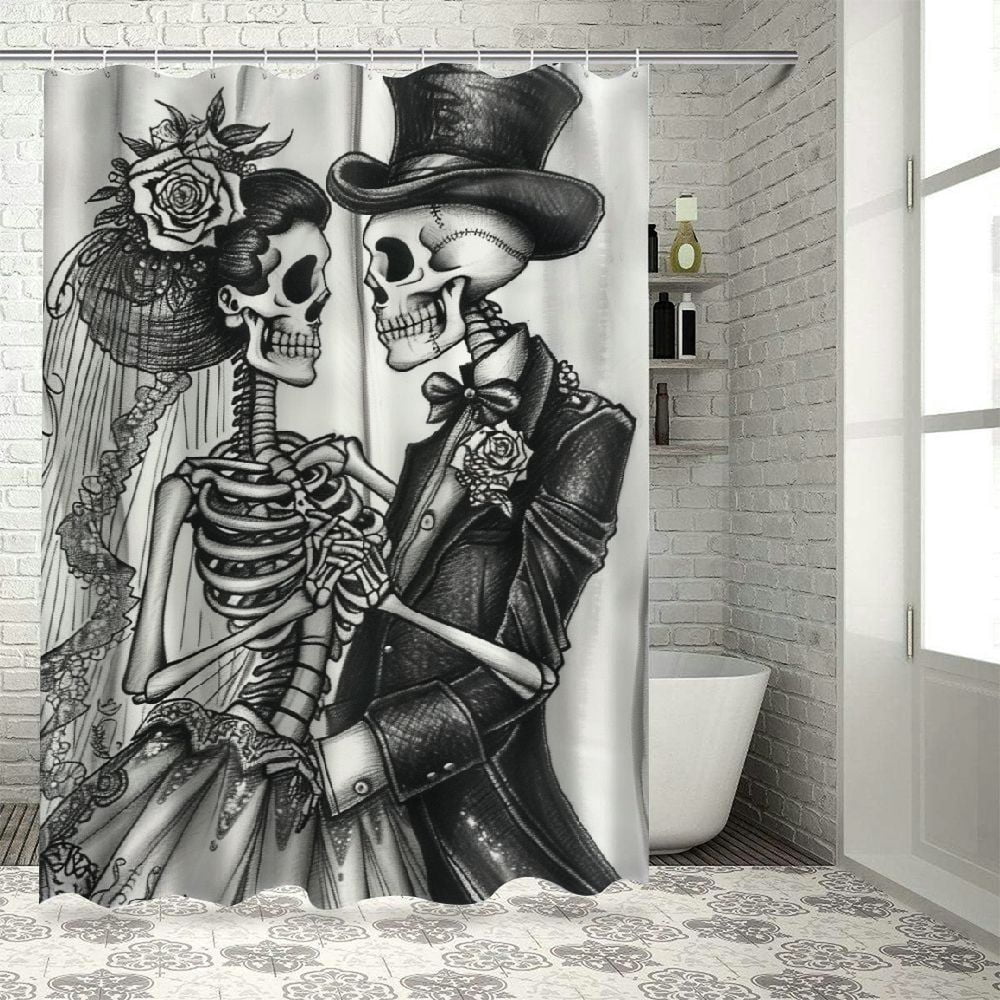 BCIIG Day Of The Dead Decor Shower Curtain by, Love Valentine's Skull ...