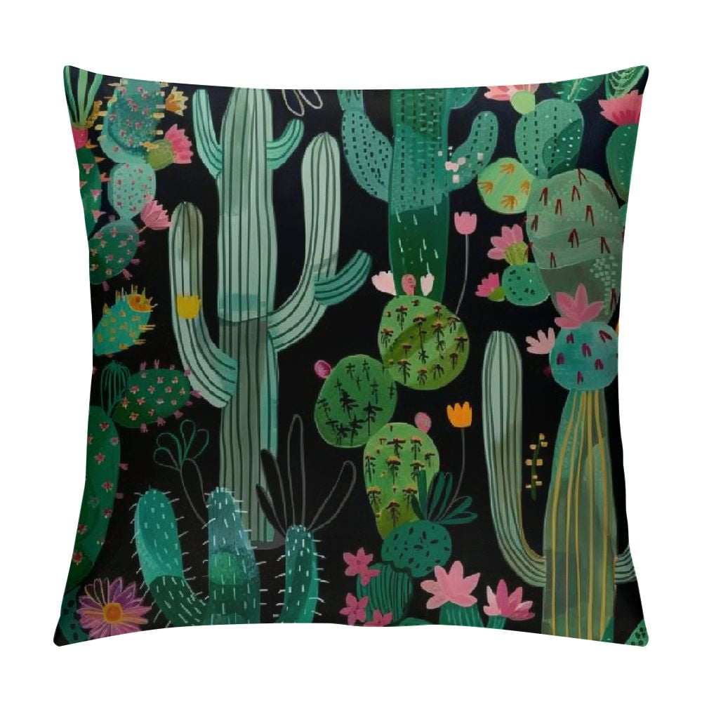 BCIIG Decorative Cacti Green Pillow Cover 18 x 18, Cactus Decor Flower ...