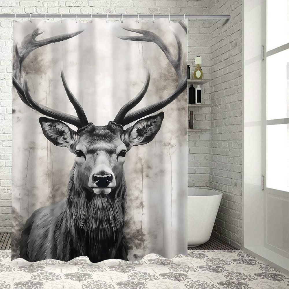 BCIIG Deer Antlers Black and White Bathroom Decor Set with Hooks ...