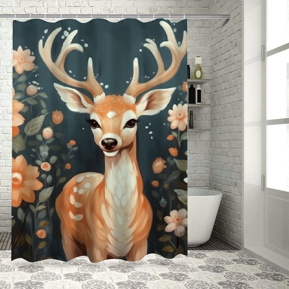 BCIIG Deer Antlers Flowers Bathroom Decor Set with Hooks - Colorful ...