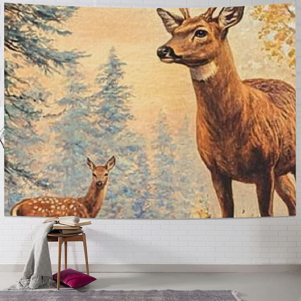 BCIIG Deer Forest Tapestry Wall Hanging Unique Style Graphic Tapestries ...