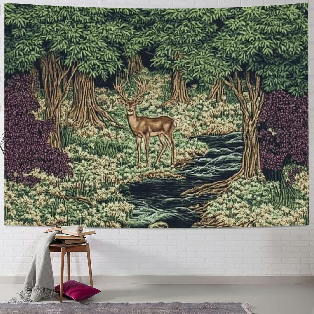 BCIIG Deer Tapestry Wall Hanging Unique Style Graphic Tapestries Home ...