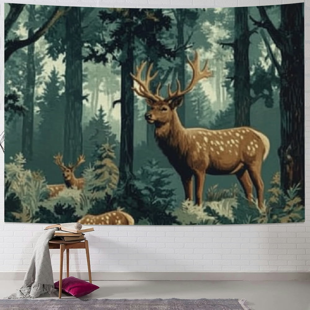 BCIIG Deer Trees Forest Tapestry Wall Hanging Unique Style for Home ...
