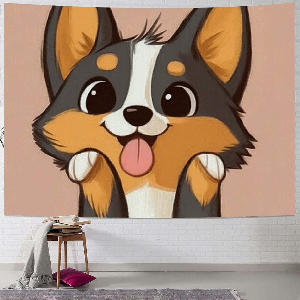 BCIIG Dog Cartoon Furry Tapestry Wall Hanging Unique Style Graphic ...