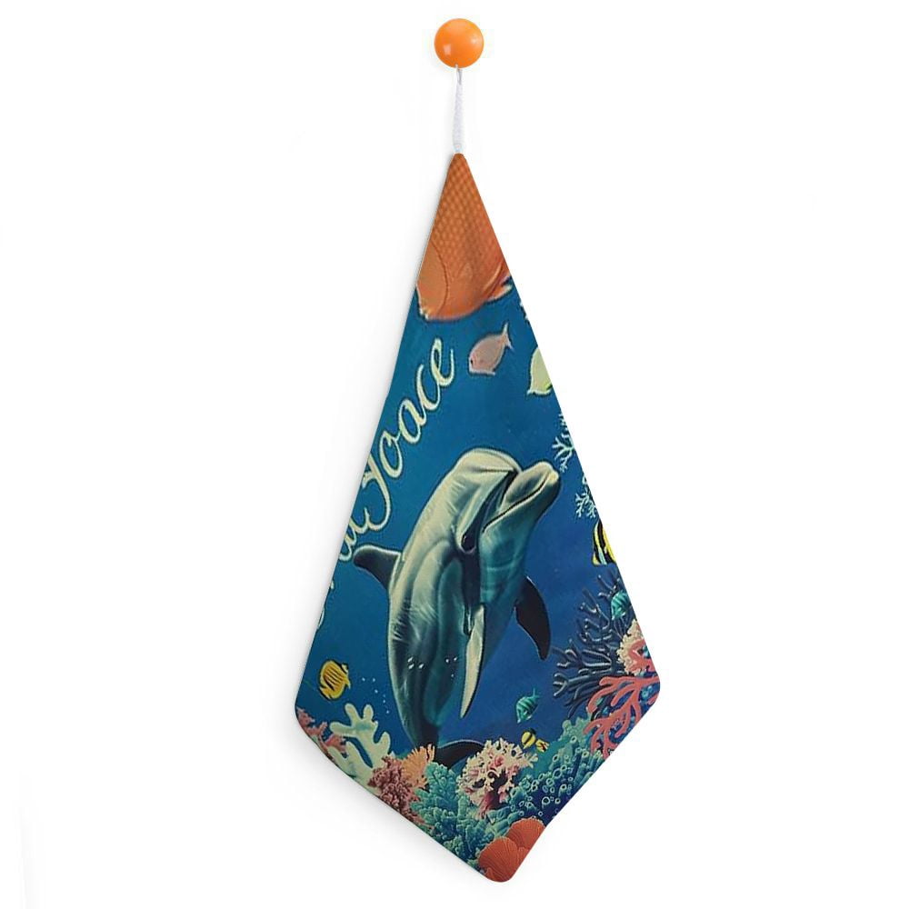 BCIIG Dolphin Fish Sea Hand Drying Towels with Loop for Countertops ...