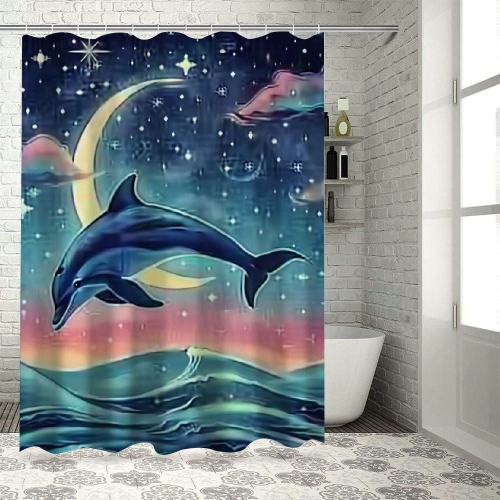 BCIIG Dolphin Night Sky Moon Bathroom Decor Set - Colorful Luxurious ...