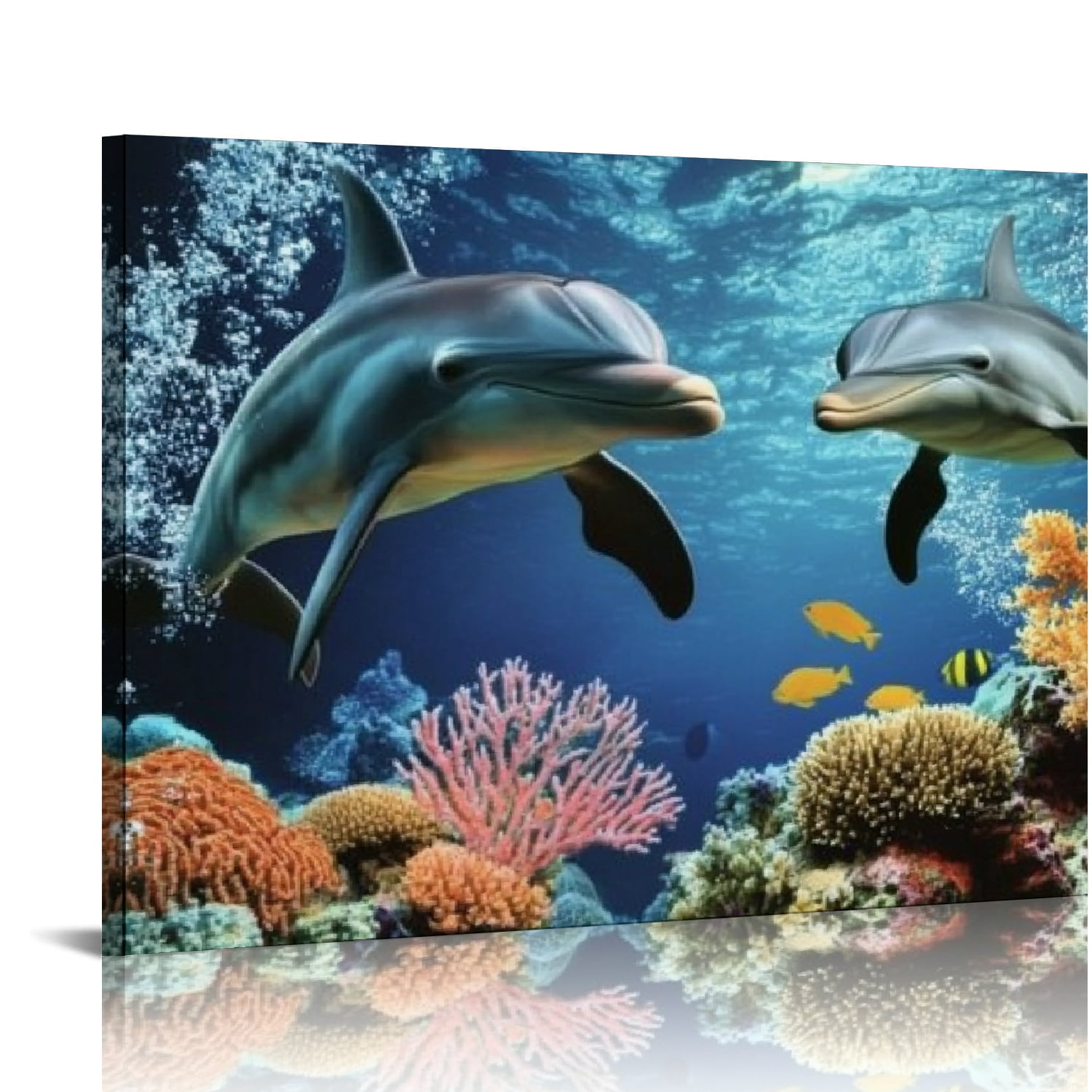 BCIIG Dolphins Corals Underwater Canvas Wall Art Print for Living Room ...