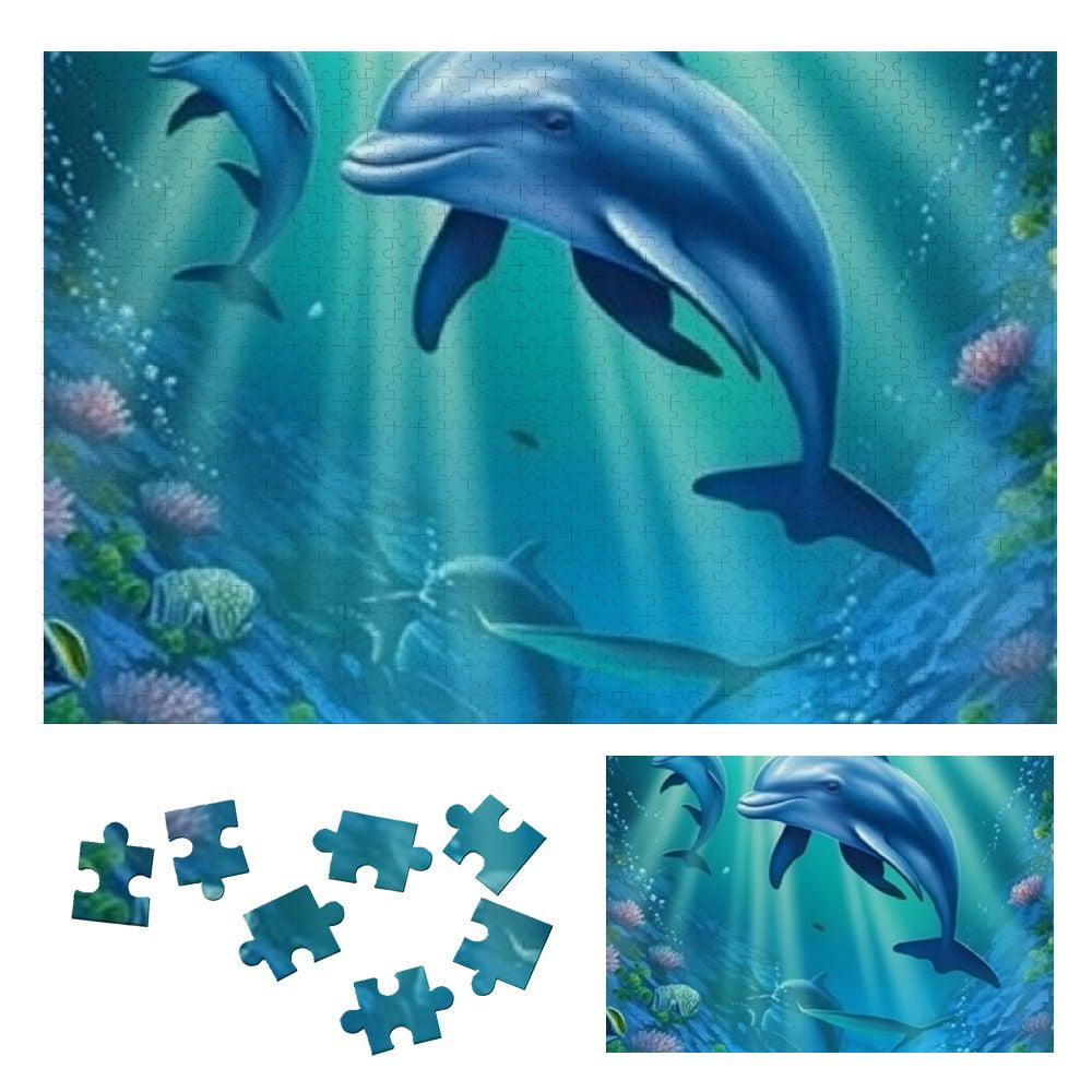 BCIIG Dolphins Ocean Marine Life Wooden Jigsaw Puzzle Challenging ...