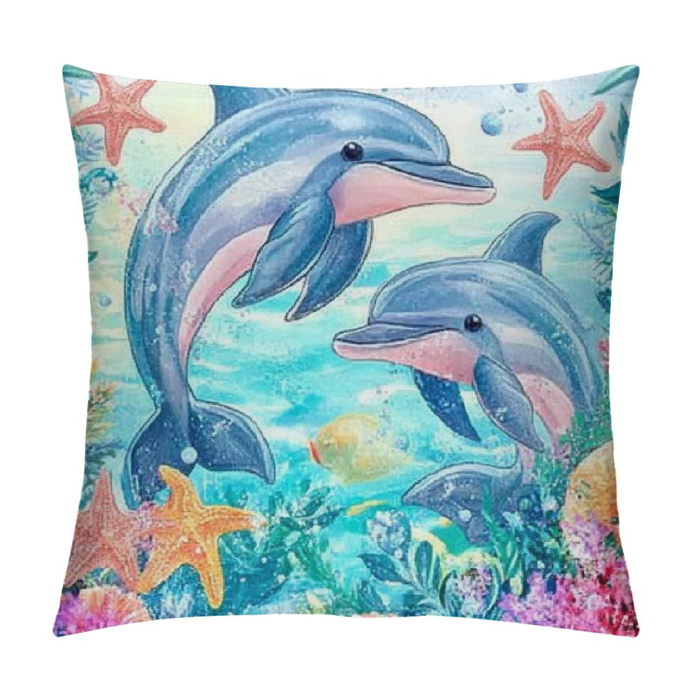 BCIIG Dolphins Starfish Graphic Decorative Throw Pillow Cover for Home ...