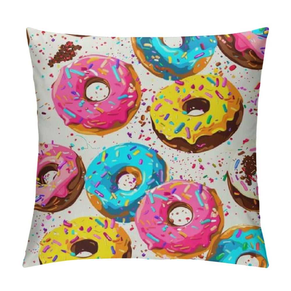 BCIIG Donuts Sprinkles Pop Art Decorative Throw Pillow Cover for Home ...