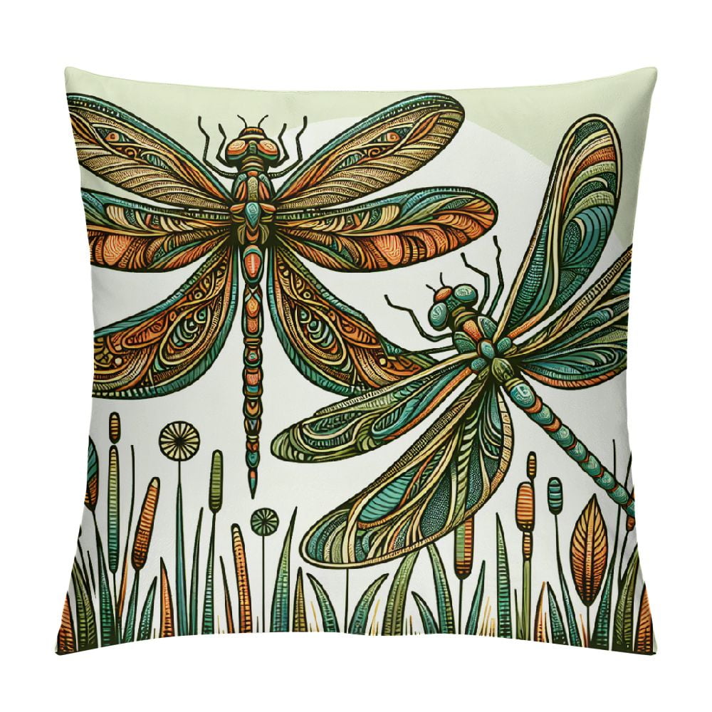 BCIIG Dragonfly Throw Pillow Cushion Cover, Doodle Style Giant ...