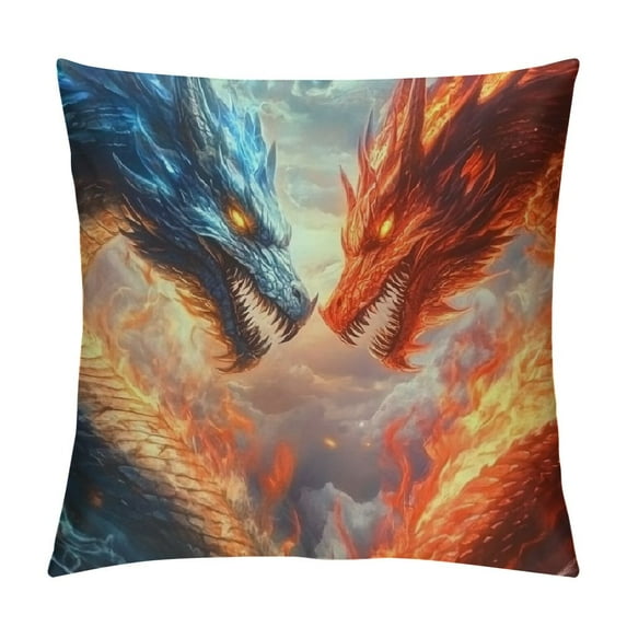 BCIIG Dragons Fire Ice Graphic Decorative Cushion Throw Pillow Cover ...