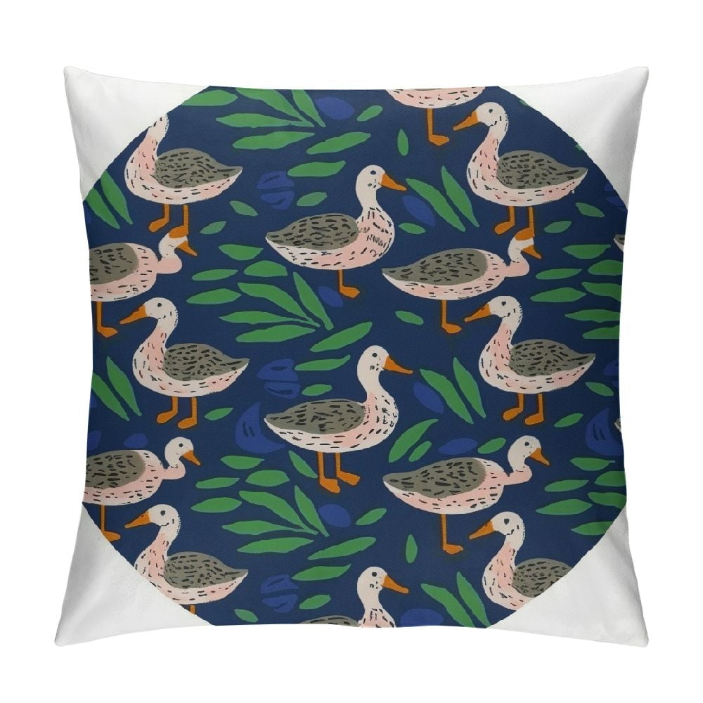 BCIIG Ducks Pattern Blue Background Graphic Decorative Cushion Throw ...
