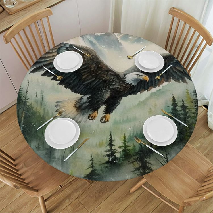BCIIG Eagle Forest Mountains Round Table Cover Stain Resistant Washable ...