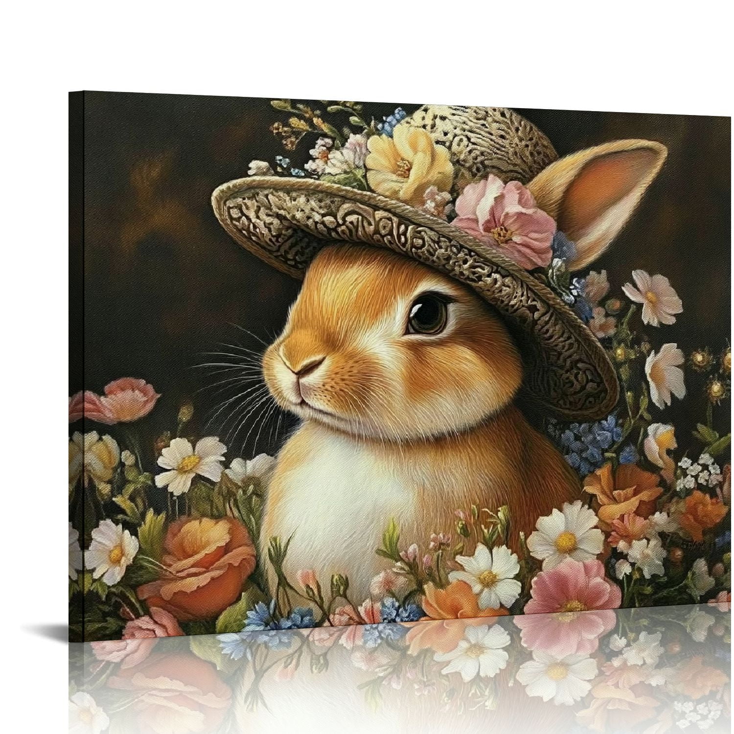 BCIIG Easter Bunny Canvas Wall Art Dark Academia Animal Rabbit Print ...