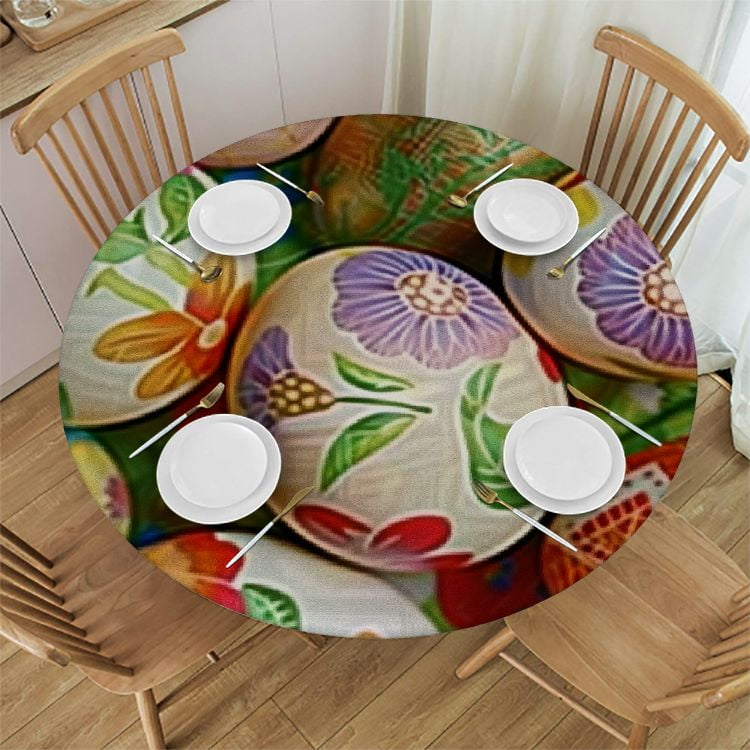 BCIIG Easter Eggs Round Tablecloth Stain-Resistant Washable 100% ...