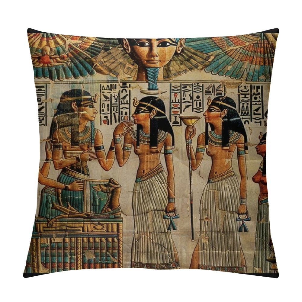 BCIIG Egyptian Decorative Throw Pillow Cover Case,Papyrus Queen ...