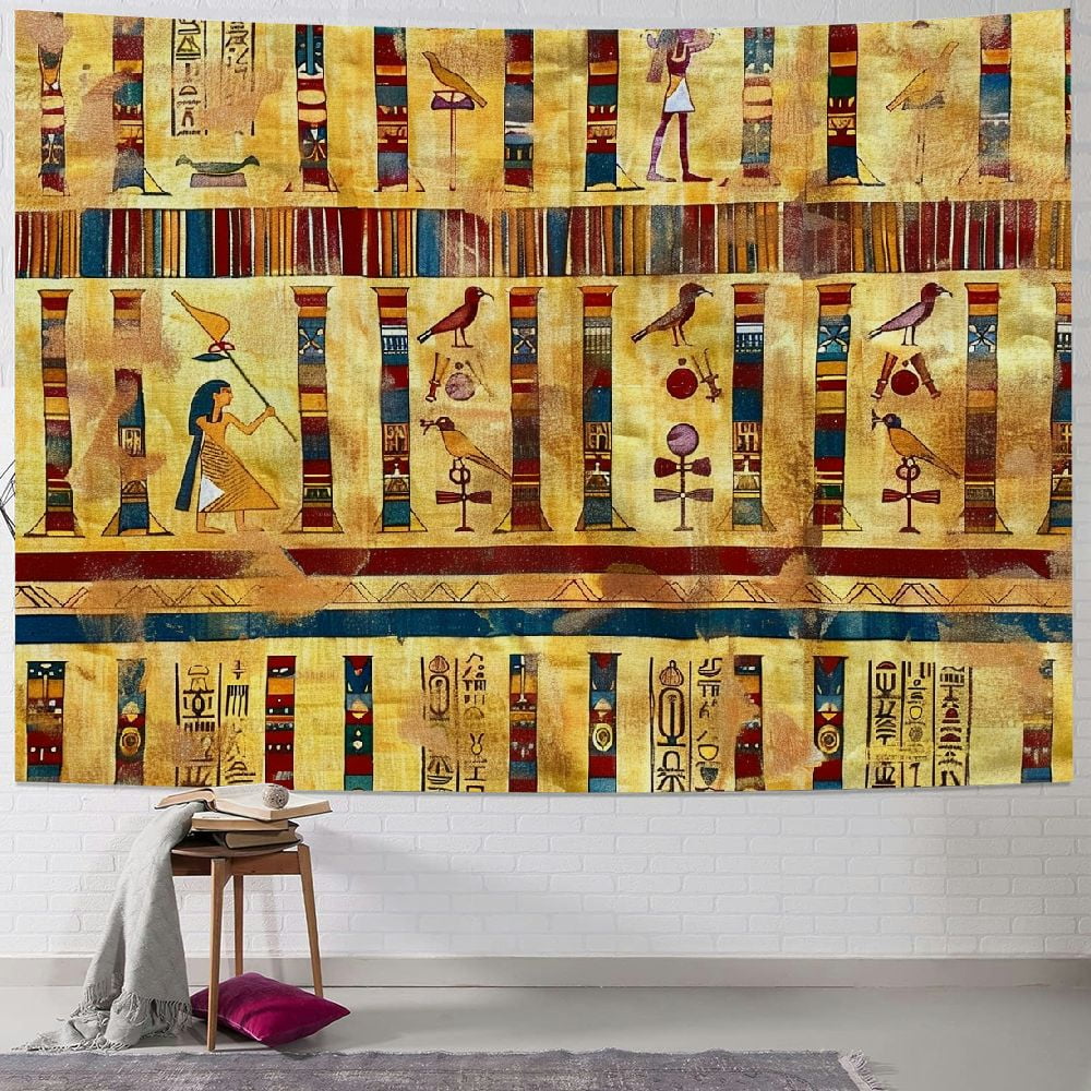 BCIIG Egyptian Print Tapestry, Hieroglyphs and Floral Geometric ...