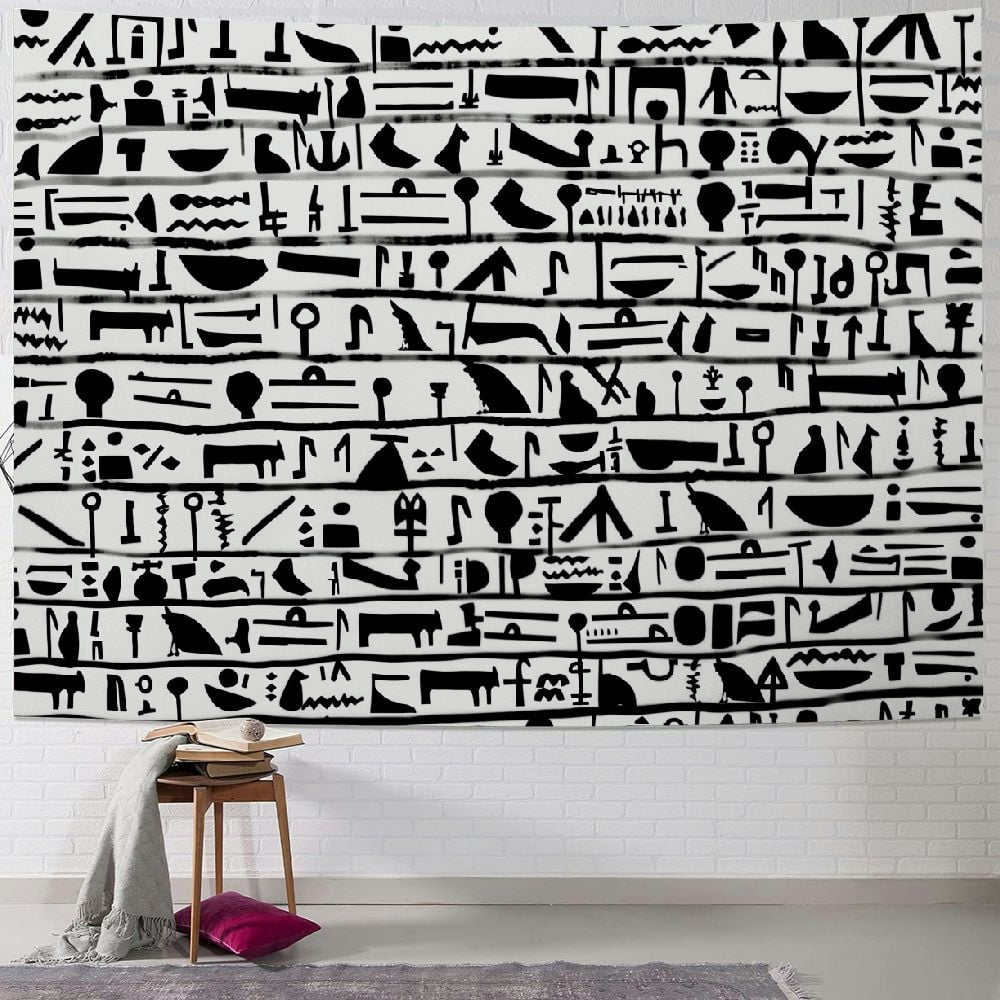BCIIG Egyptian Print Tapestry, Historical Language Writing with ...