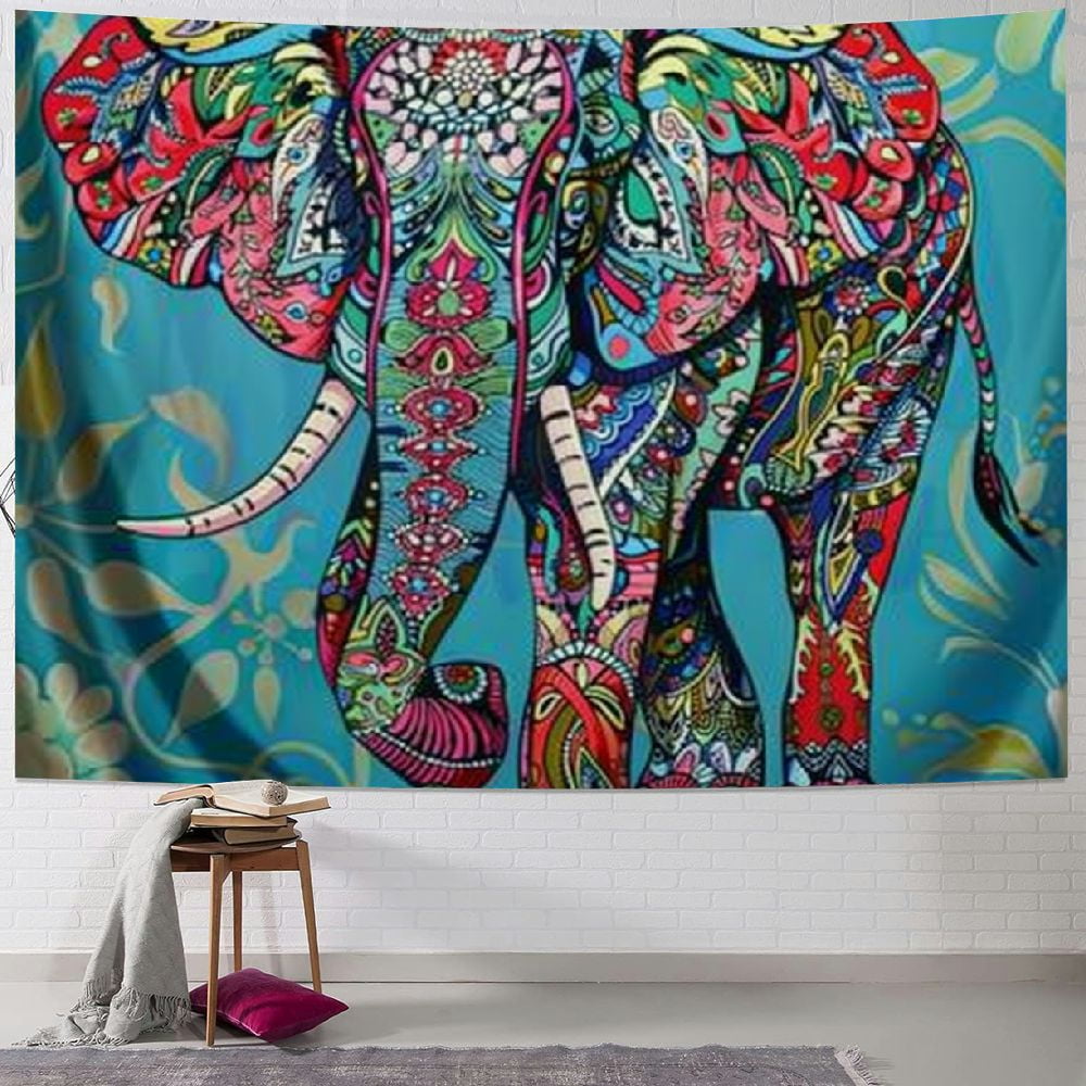 BCIIG Elephant Tapestry Wall Hanging, Blue Bohemian Boho Psychedelic ...