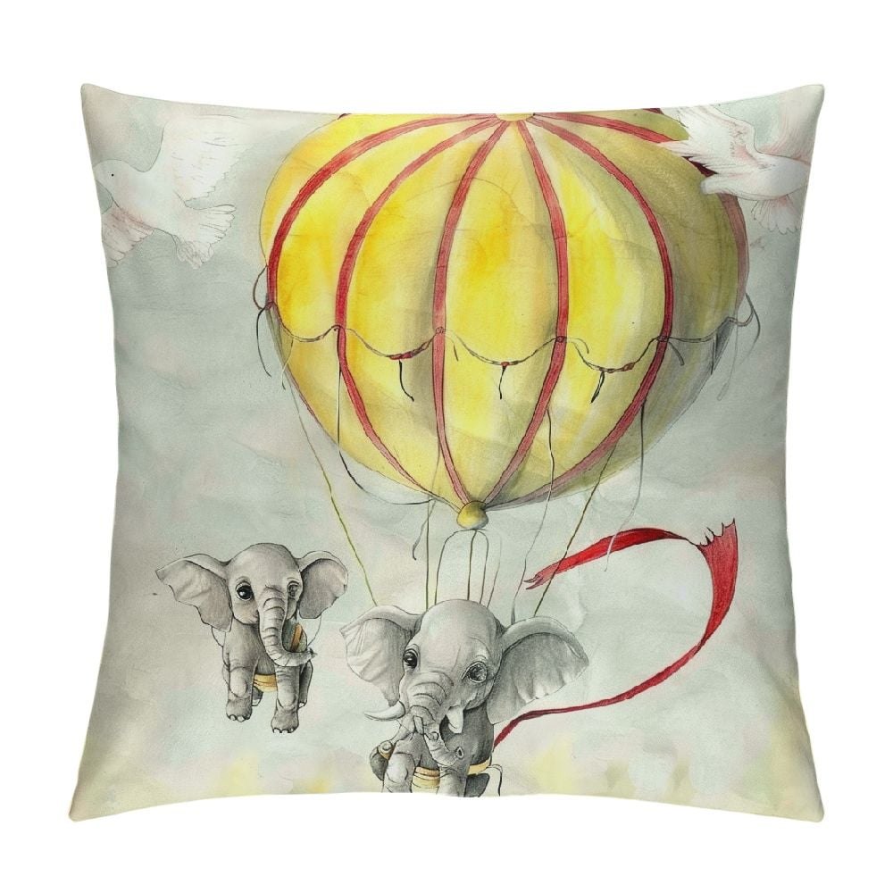 BCIIG Elephants Balloon Ribbon Graphic Decorative Throw Pillow Cover ...