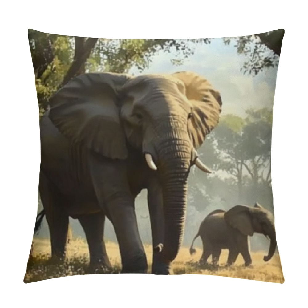 BCIIG Elephants Graphic Decorative Pillow Cover for Home Couch Living ...