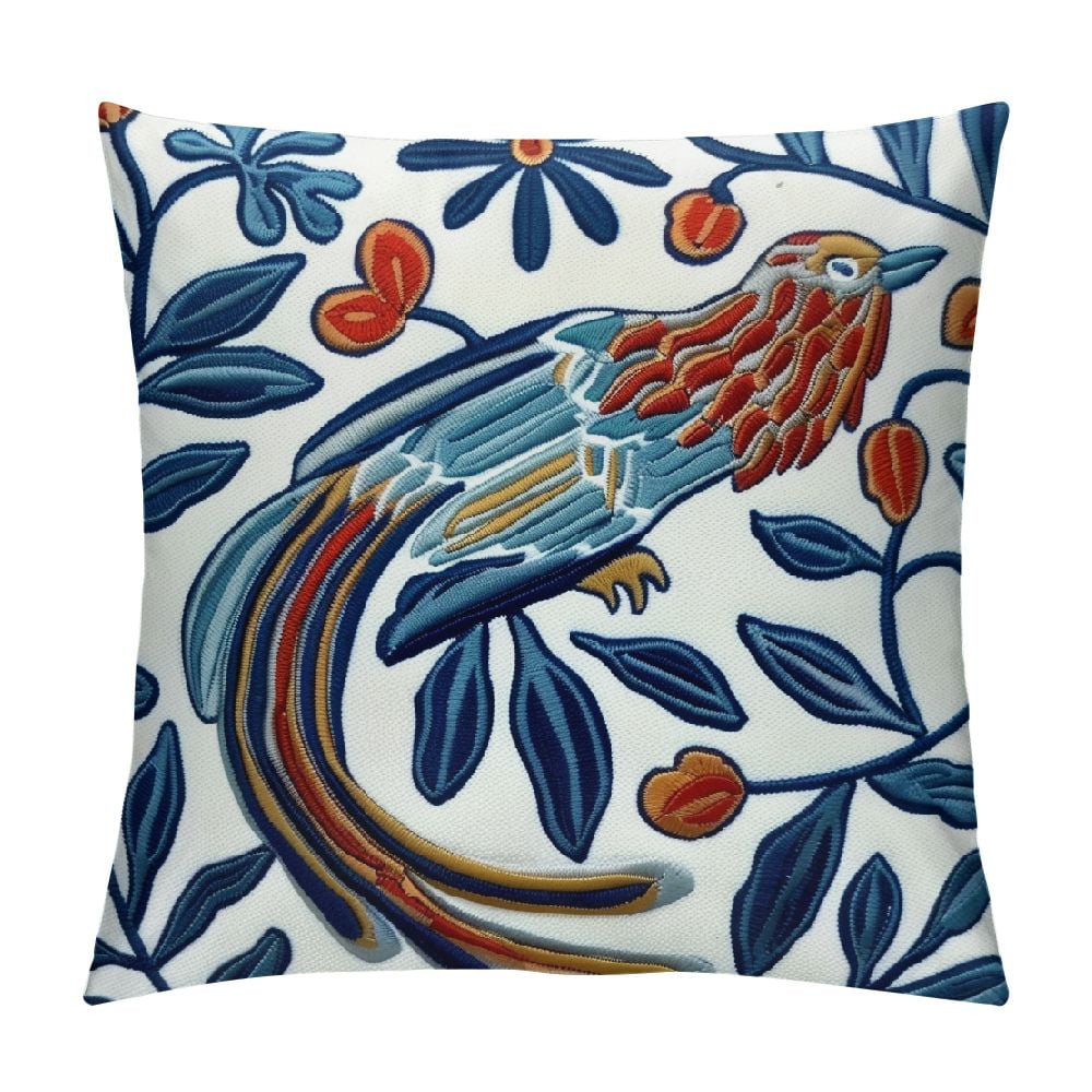 BCIIG Embroidered Decorative Throw Pillow Cover , Lucky Bird Boho ...