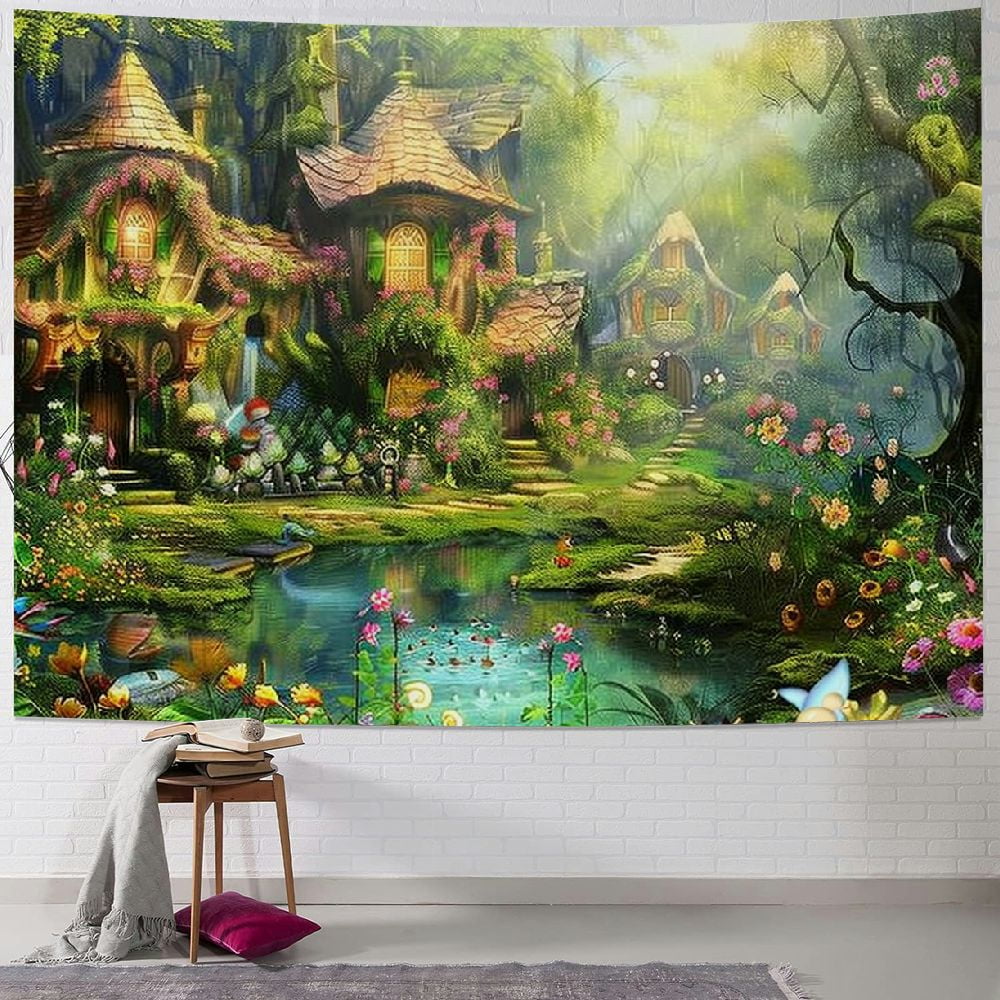 BCIIG Fairy Forest Mushroom Decor Tapestry, Cute Fantasy Enchanted ...